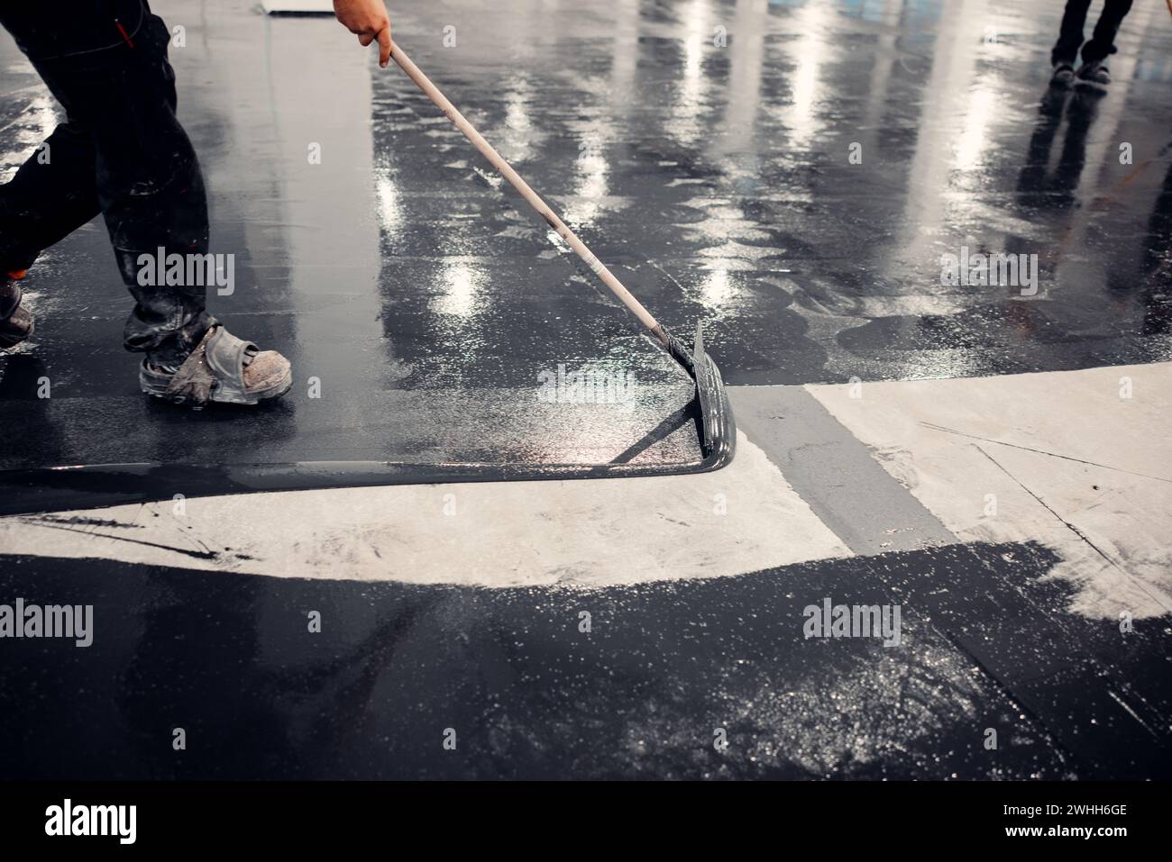 Smooth surface made by epoxy reisin applied to a floor Stock Photo - Alamy