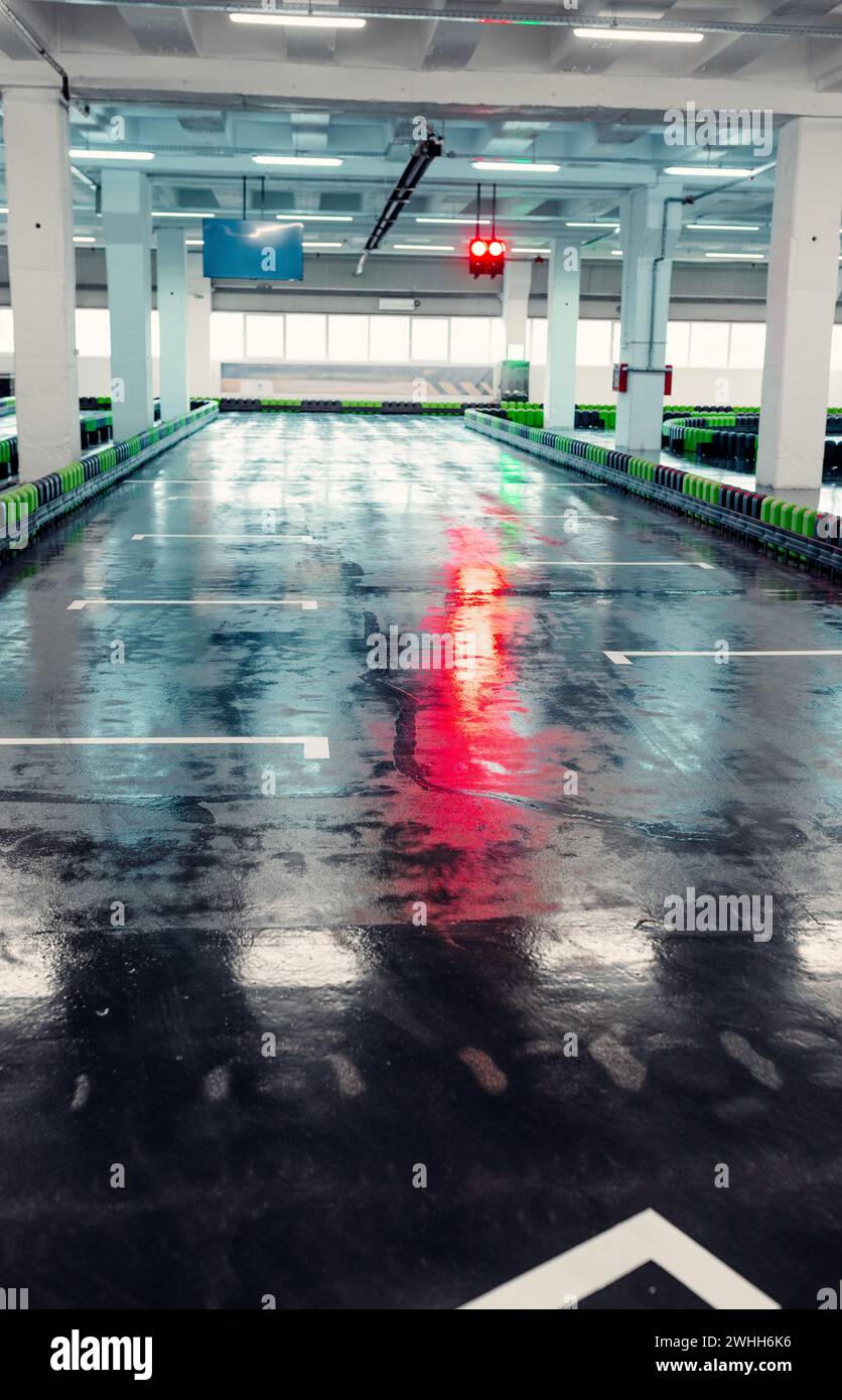 The Texture and Colors of Tracks in Indoor Go-Kart Racing Stock Photo ...