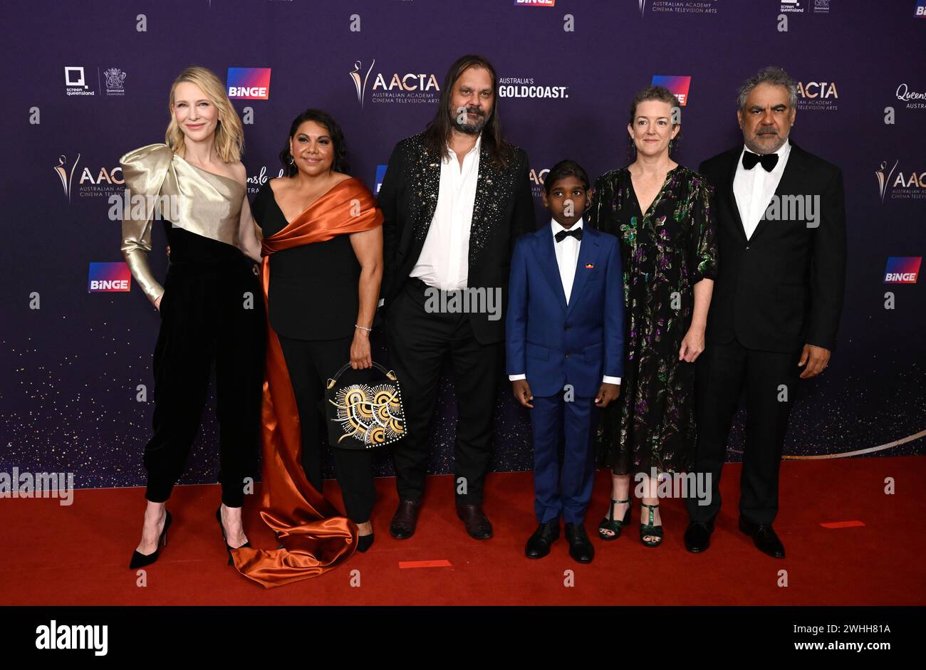 Brisbane, Australia. 10th Feb, 2024. (Left to right) Cate Blanchett ...