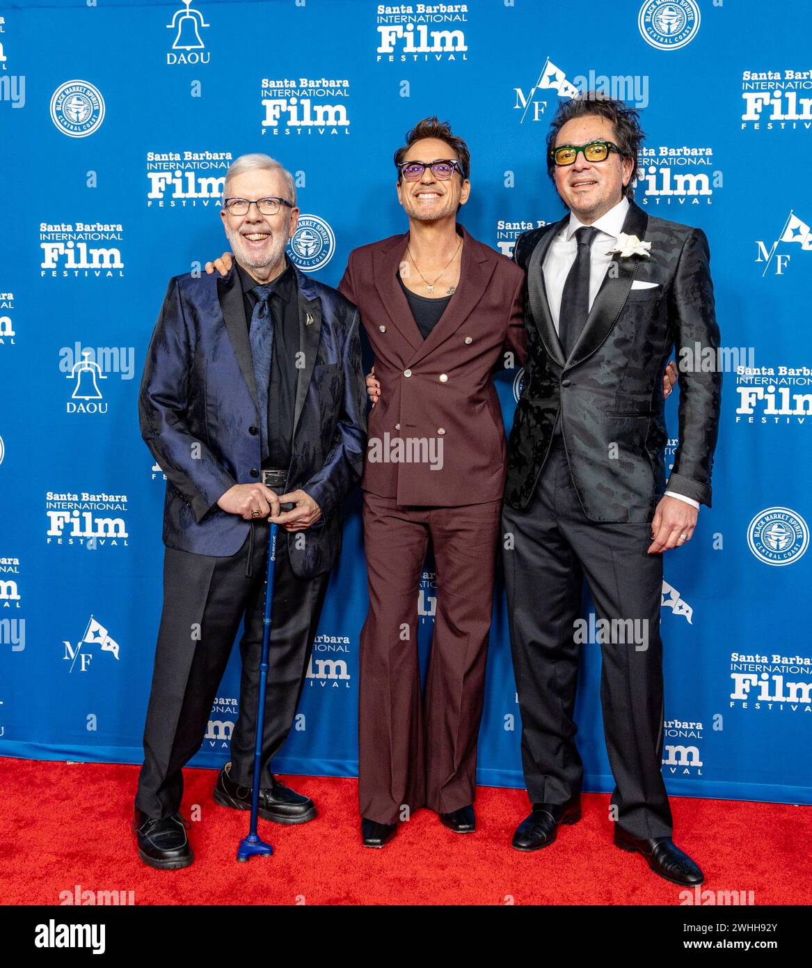 Leonard Maltin, Robert Downey Jr. and SBIFF Executive Director Roger Durling at the 39th Santa ...