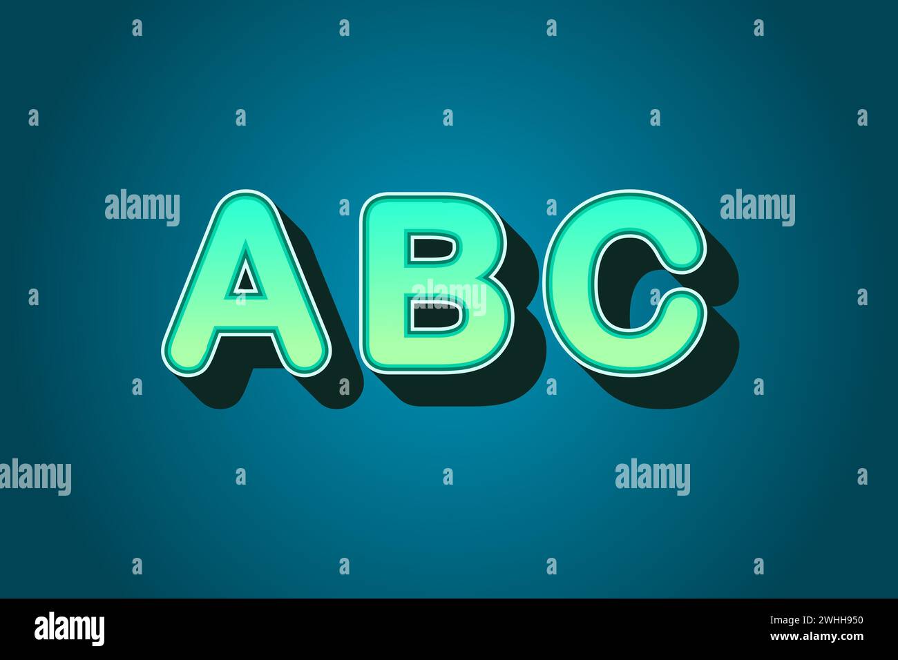 ABC letters with shadow in dark blue background. Alphabet with A,B,C ...