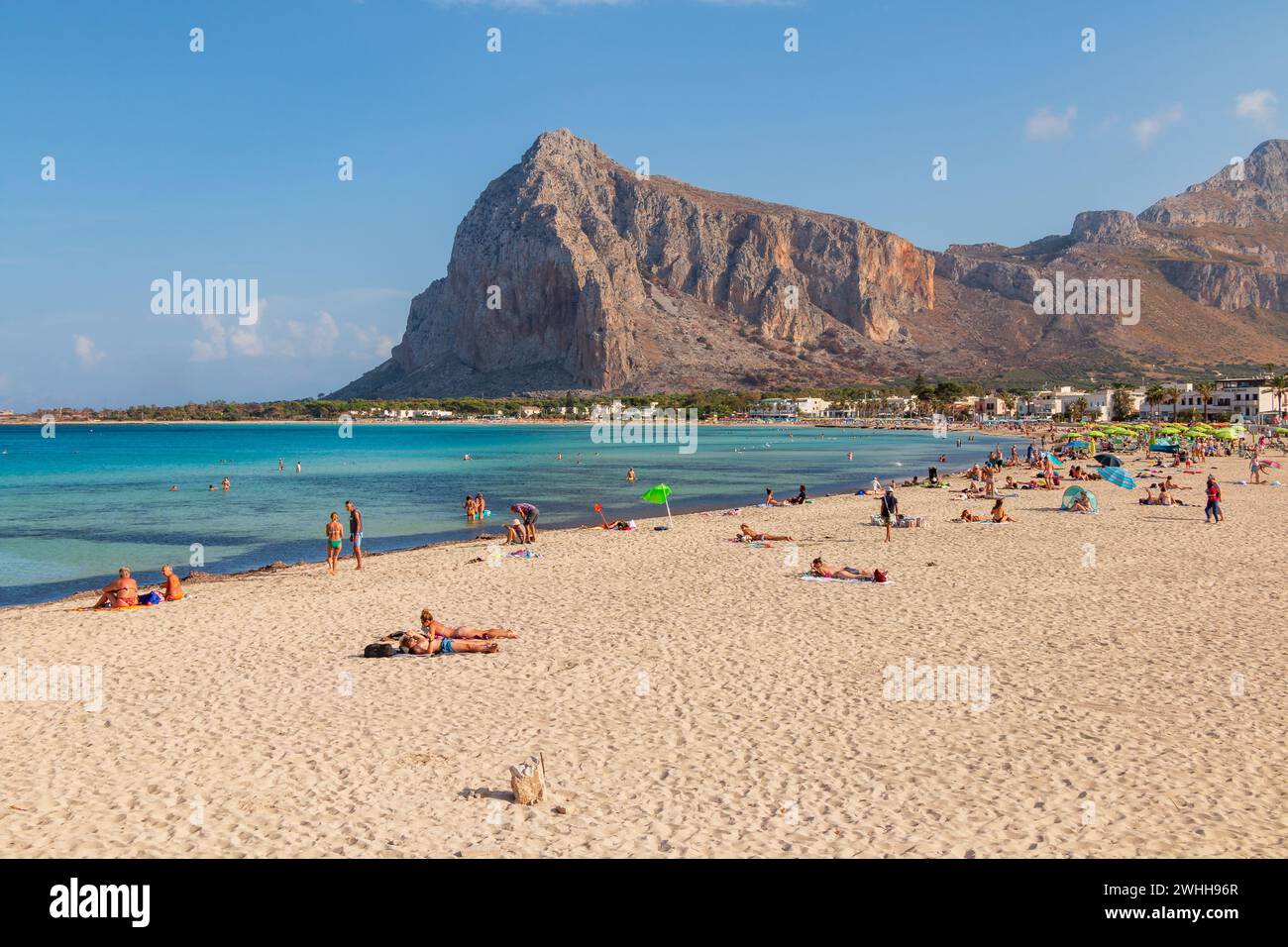 the beautiful beach of San Vito lo Capo, with Mount Monaco in the ...