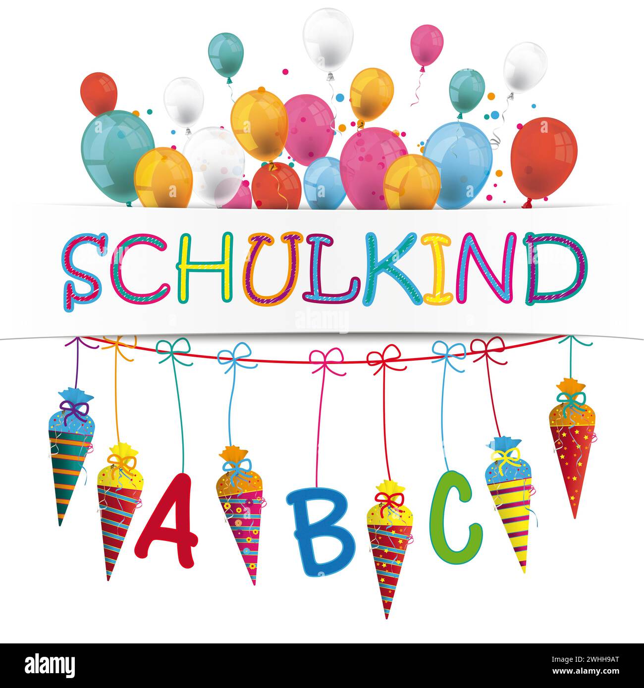 German text Schulkind, translate Schoolkid. Eps 10 vector file Stock ...