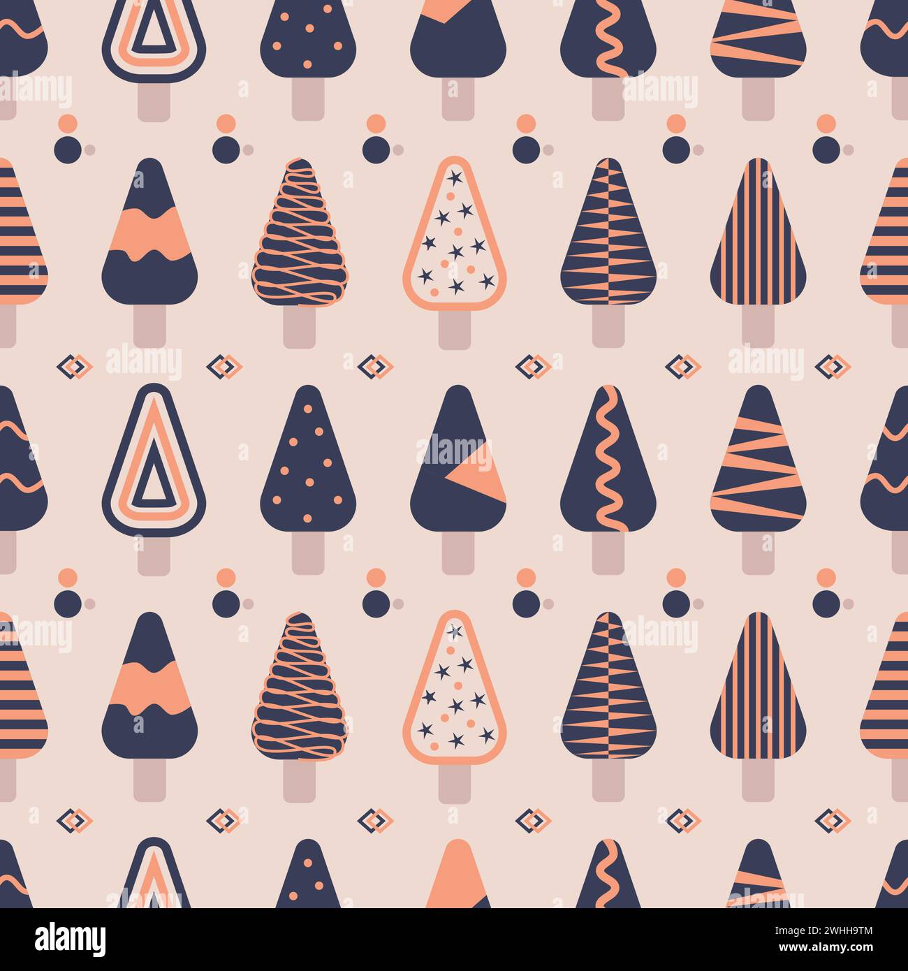 Christmas trees background seamless pattern. Nordic Scandinavian ... Christmas trees background seamless pattern. Nordic Scandinavian ...