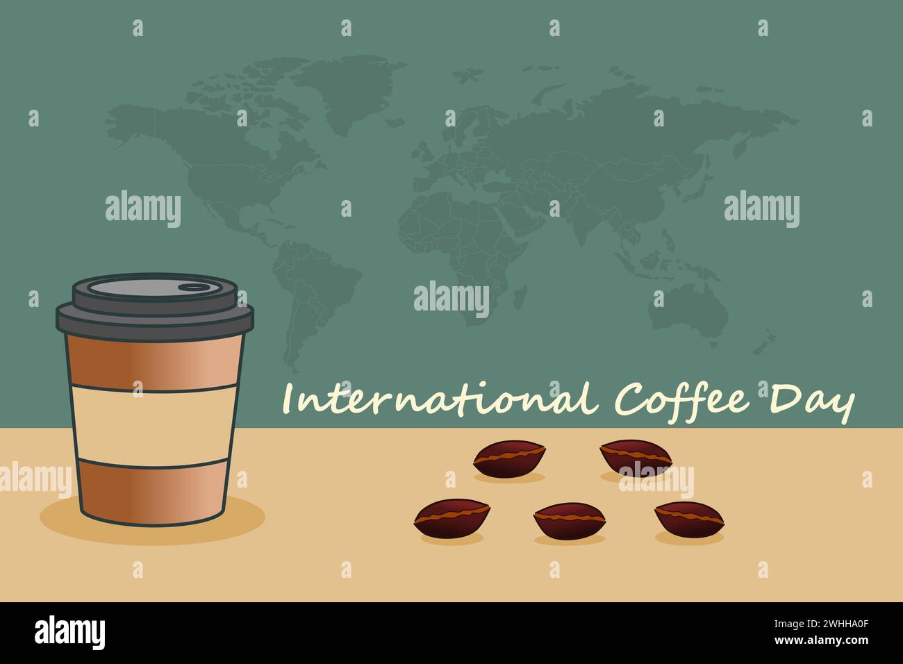 International coffee day horizontal banner. Coffee paper cup with ...