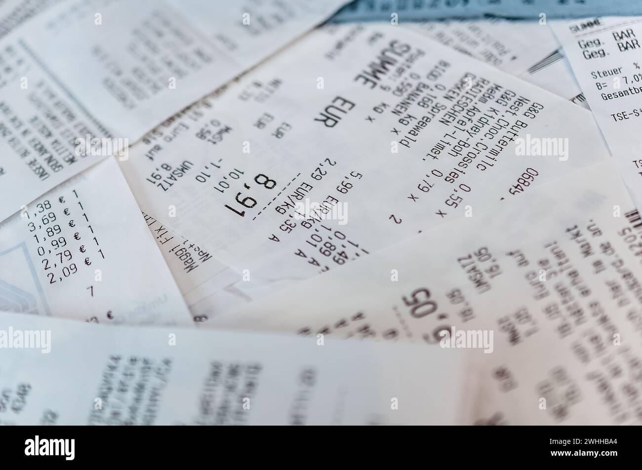 Price increases and inflation in Europe - supermarket receipts Stock ...