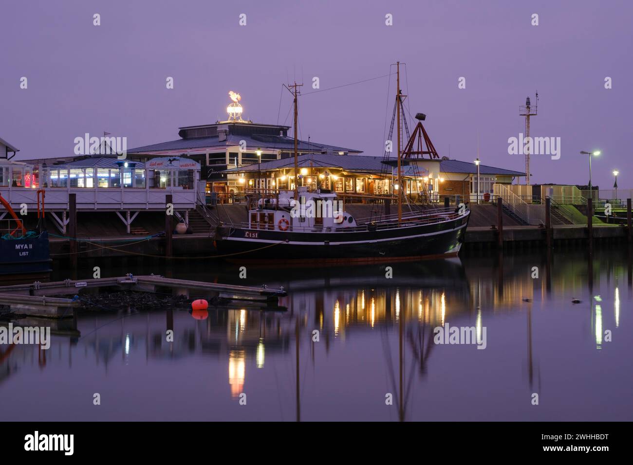 Lighted harbor of List, Sylt Stock Photo - Alamy