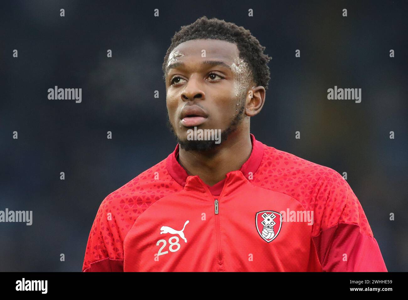 Leeds, UK. 10th Feb, 2024. Sebastian Revan #28 of Rotherham United ...