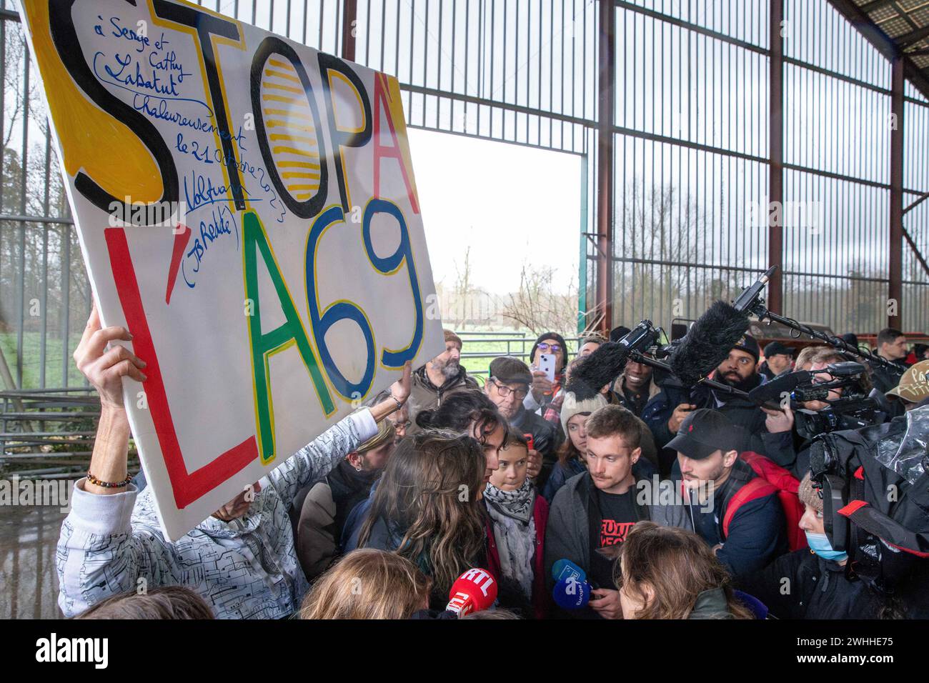 Swedish environmental activist Greta Thunberg and protesters take part ...
