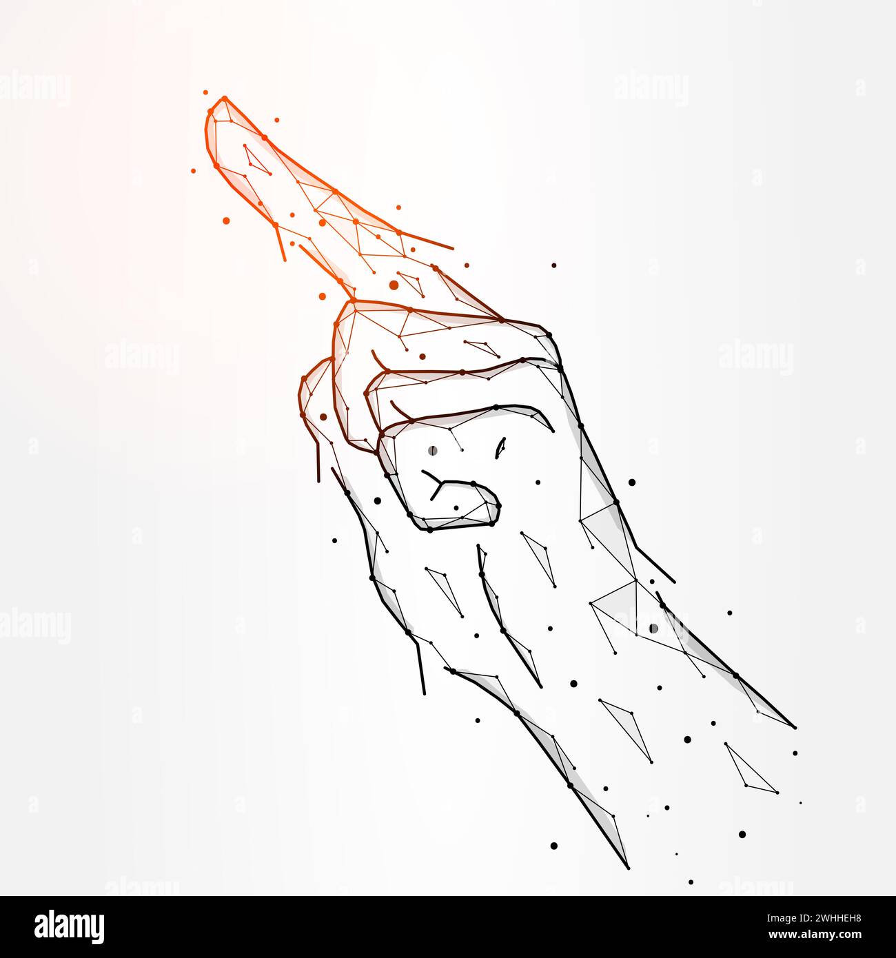 Touch or finger pointing polygonal vector illustration isolated on ...