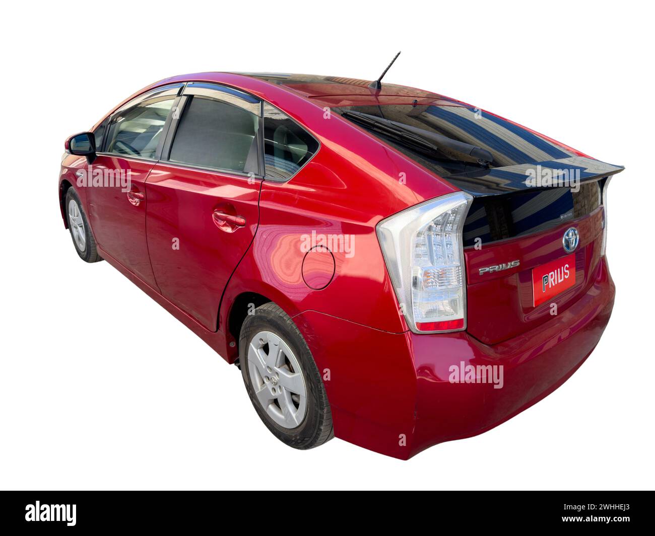 Environmentally-friendly Toyota Prius car on white isolated background ...