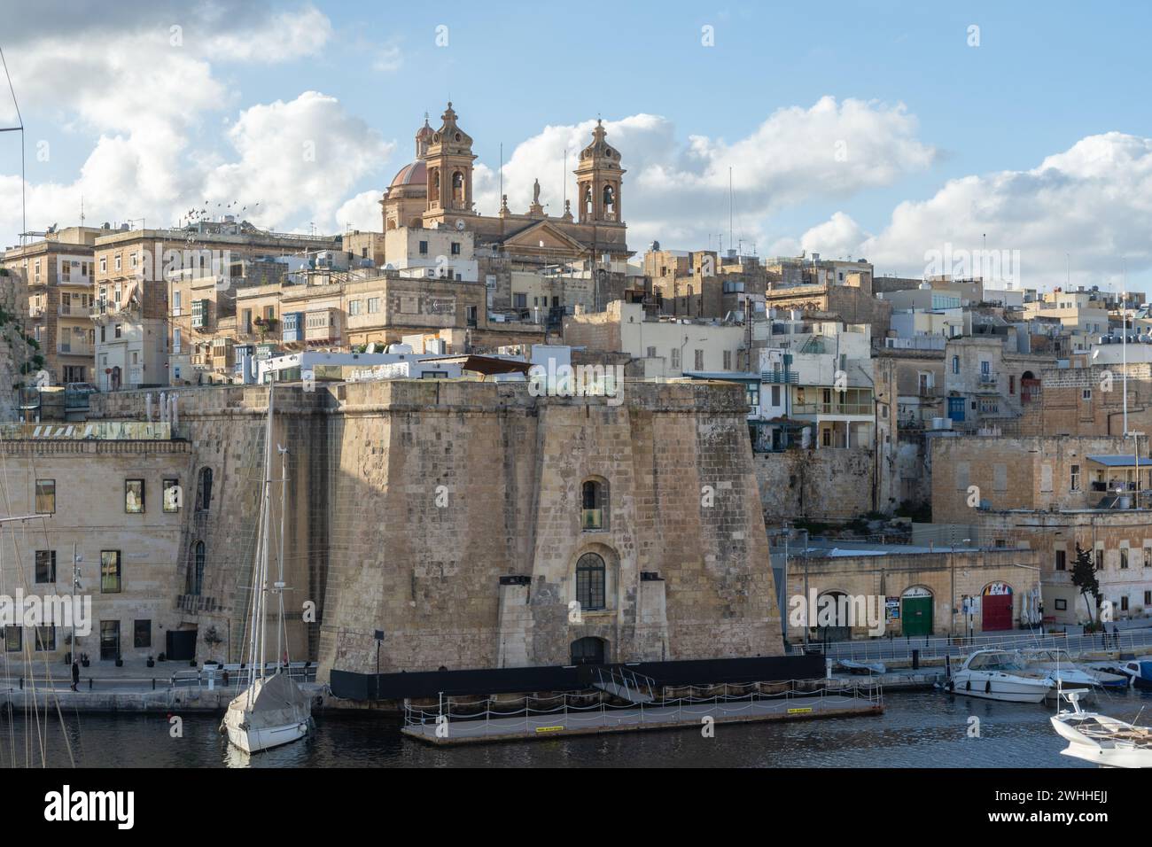 Senglea, Malta - January 17th 2022: The Sheer Bastion overlooking ...