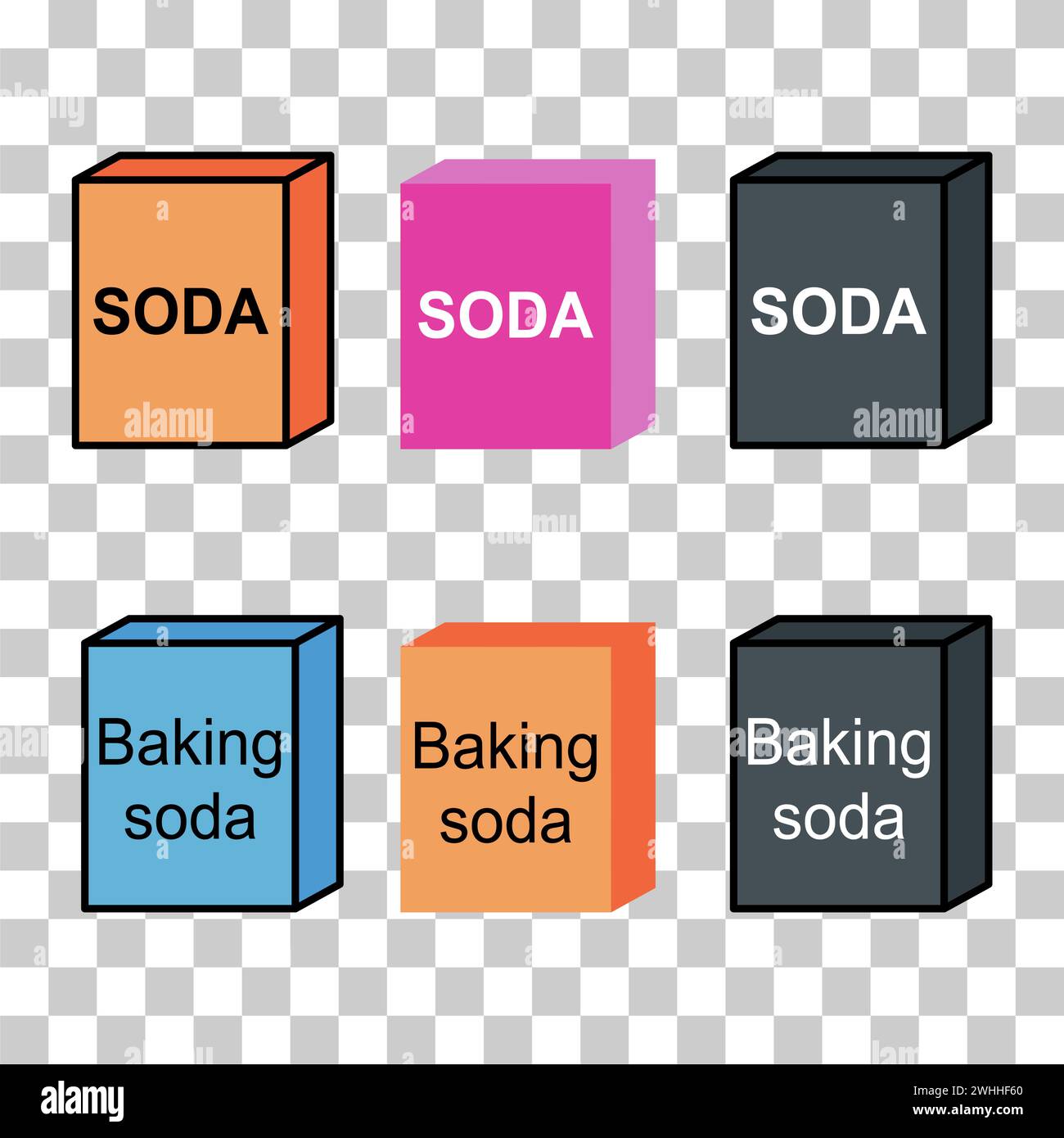 Set of Baking soda ingredient icon, cook design symbol, bakery product ...