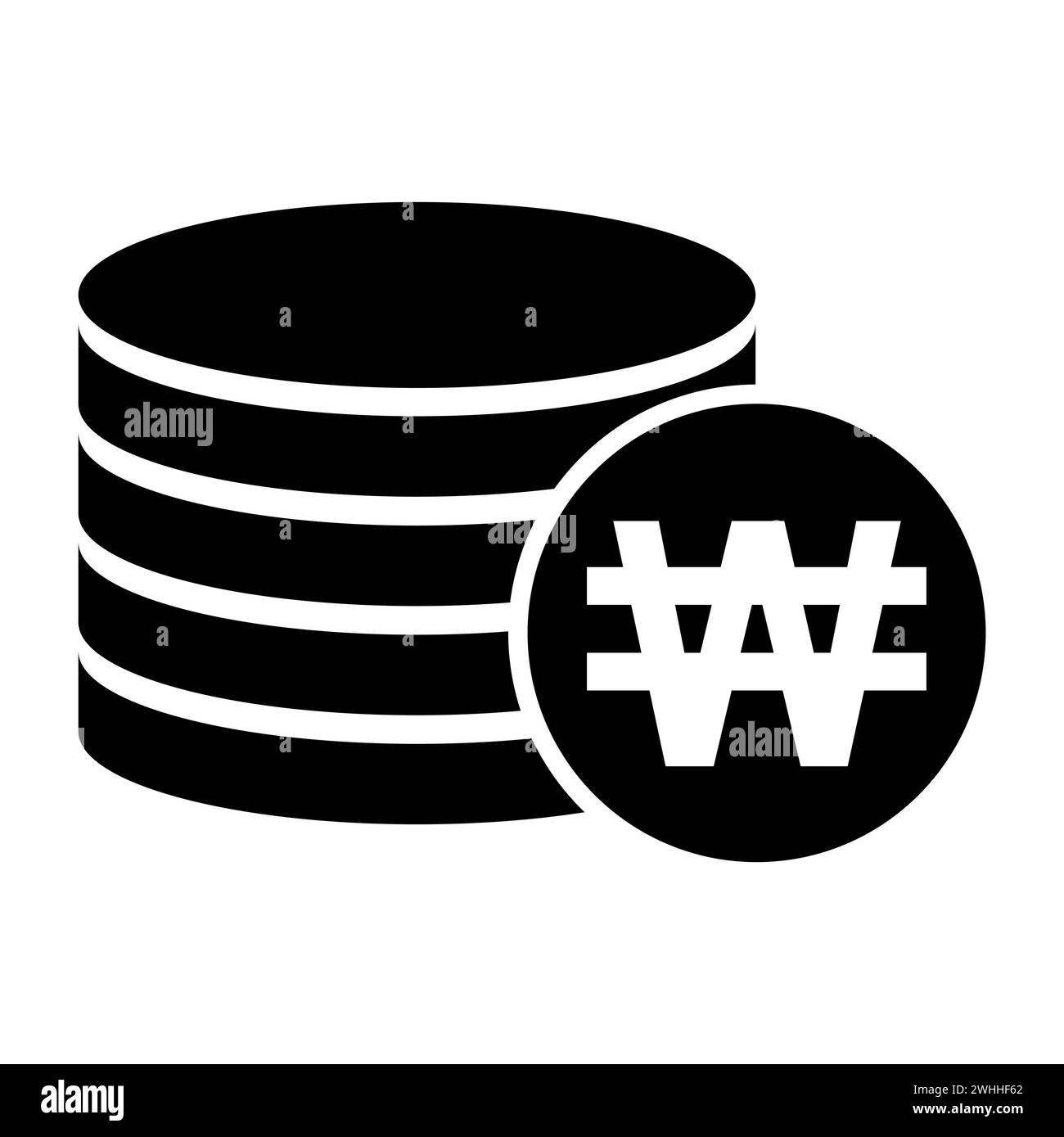 Won stack coin, flat icon money design, cash sign vector illustration ...