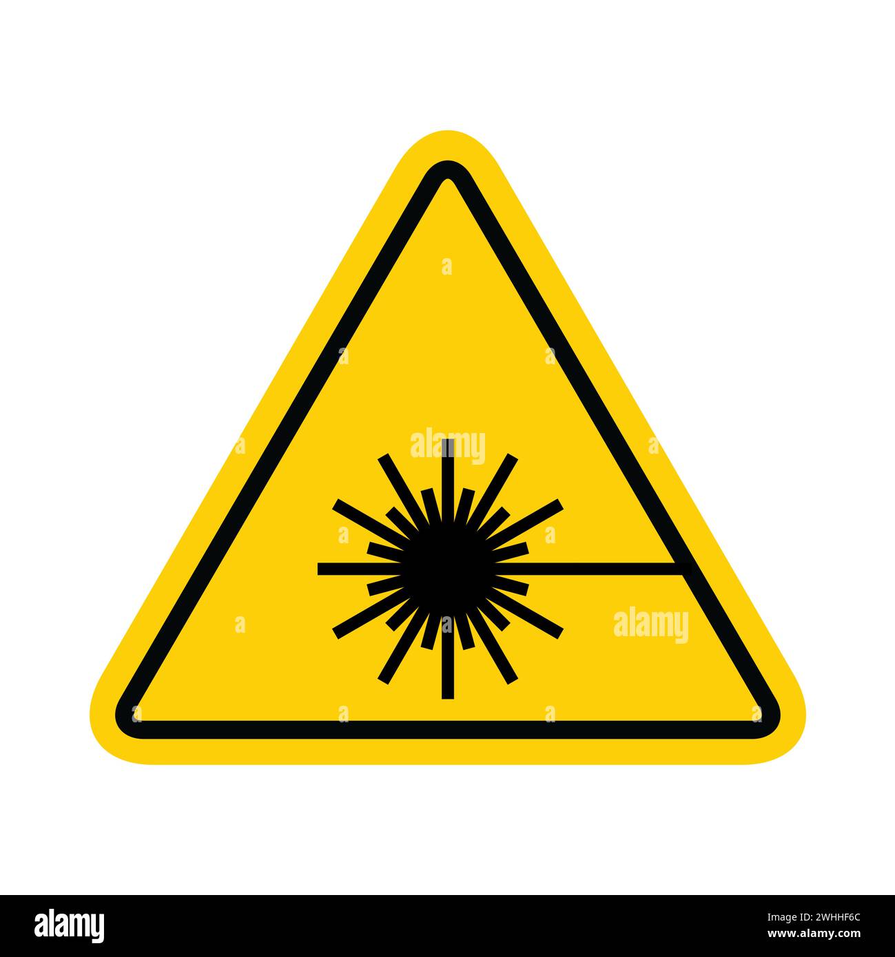 Laser radiation danger label icon, safety protection information symbol ...