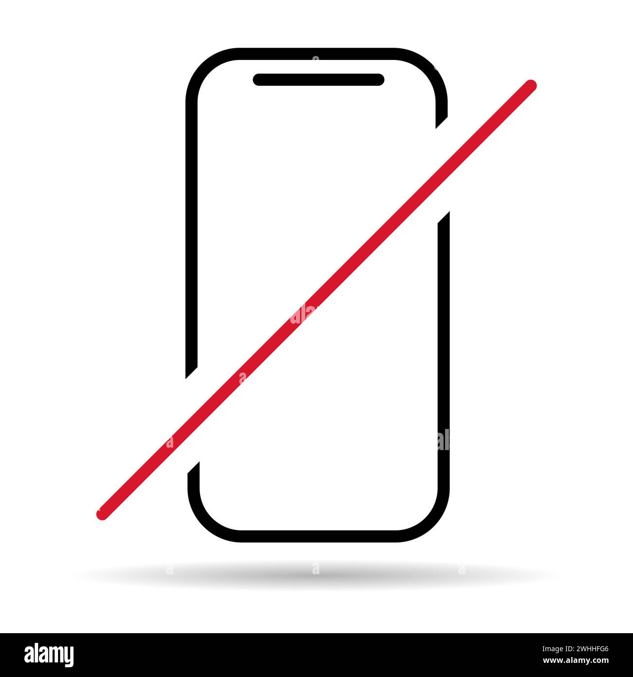Mobile forbidden shadow icon, no use phone sign, ban smartphone label ...