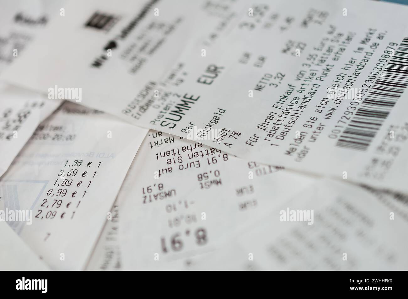 Price increases and inflation in Europe - supermarket receipts Stock ...