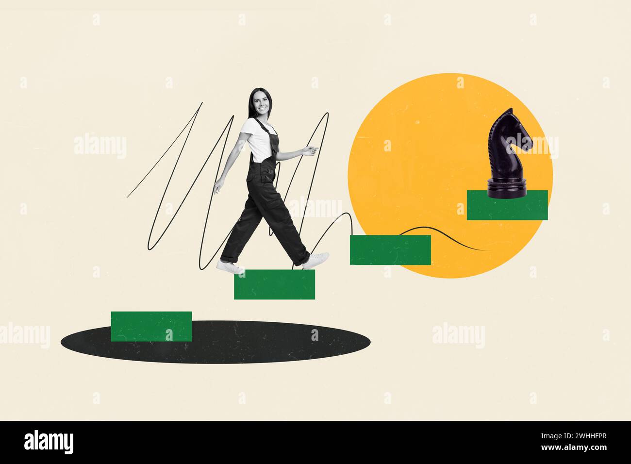 Creative abstract template collage of walking up career ladder step ...