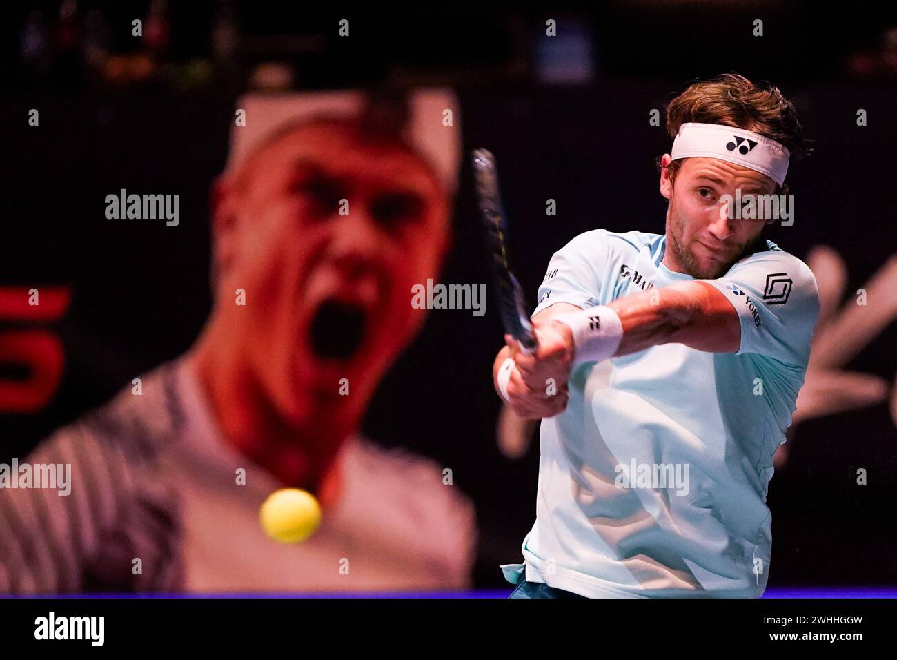 Bærum 20240209.Casper Ruud from the match against Holger Rune in the ...