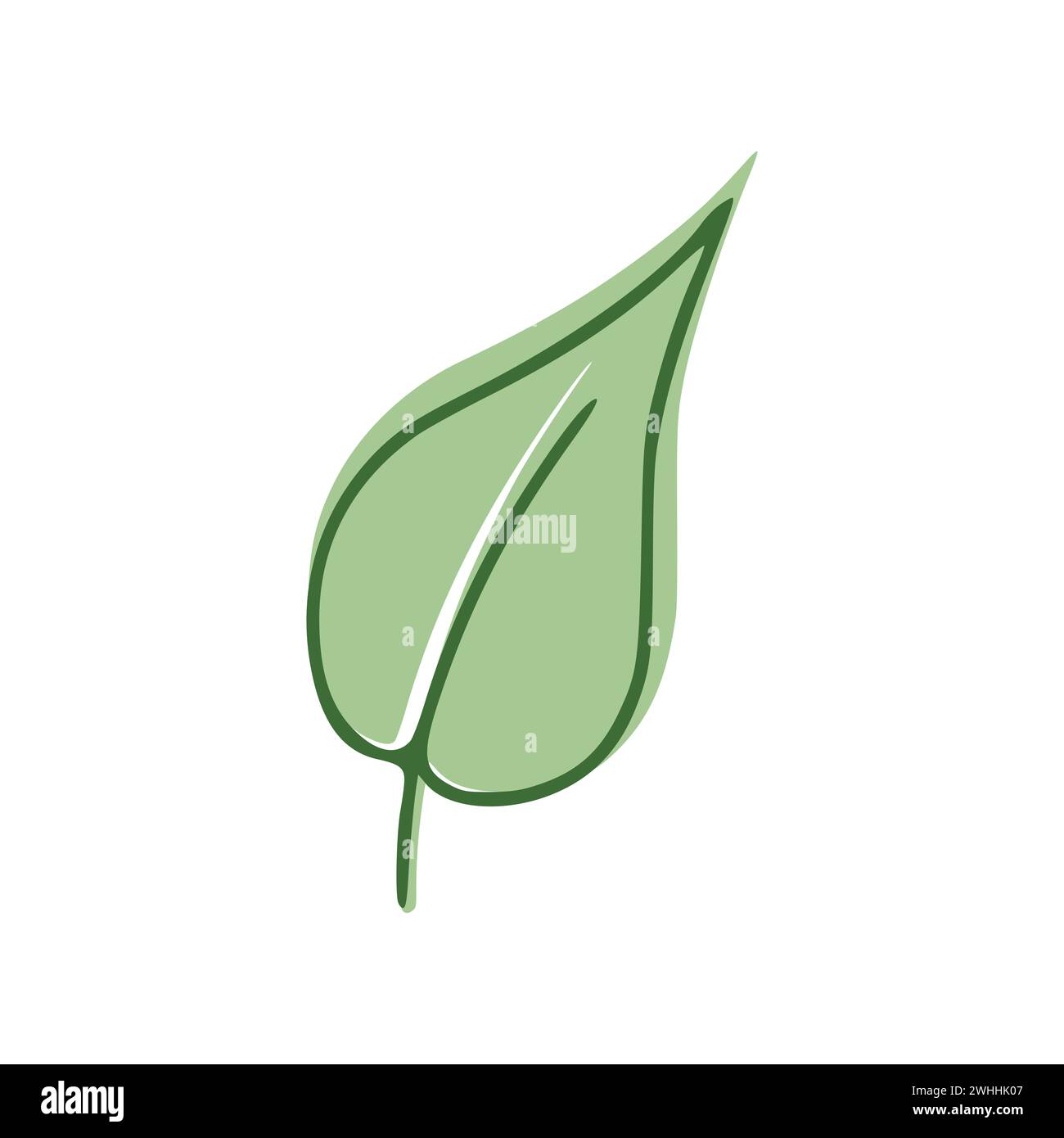 Green Leaf flat icon isolated on white background. Vector illustration ...