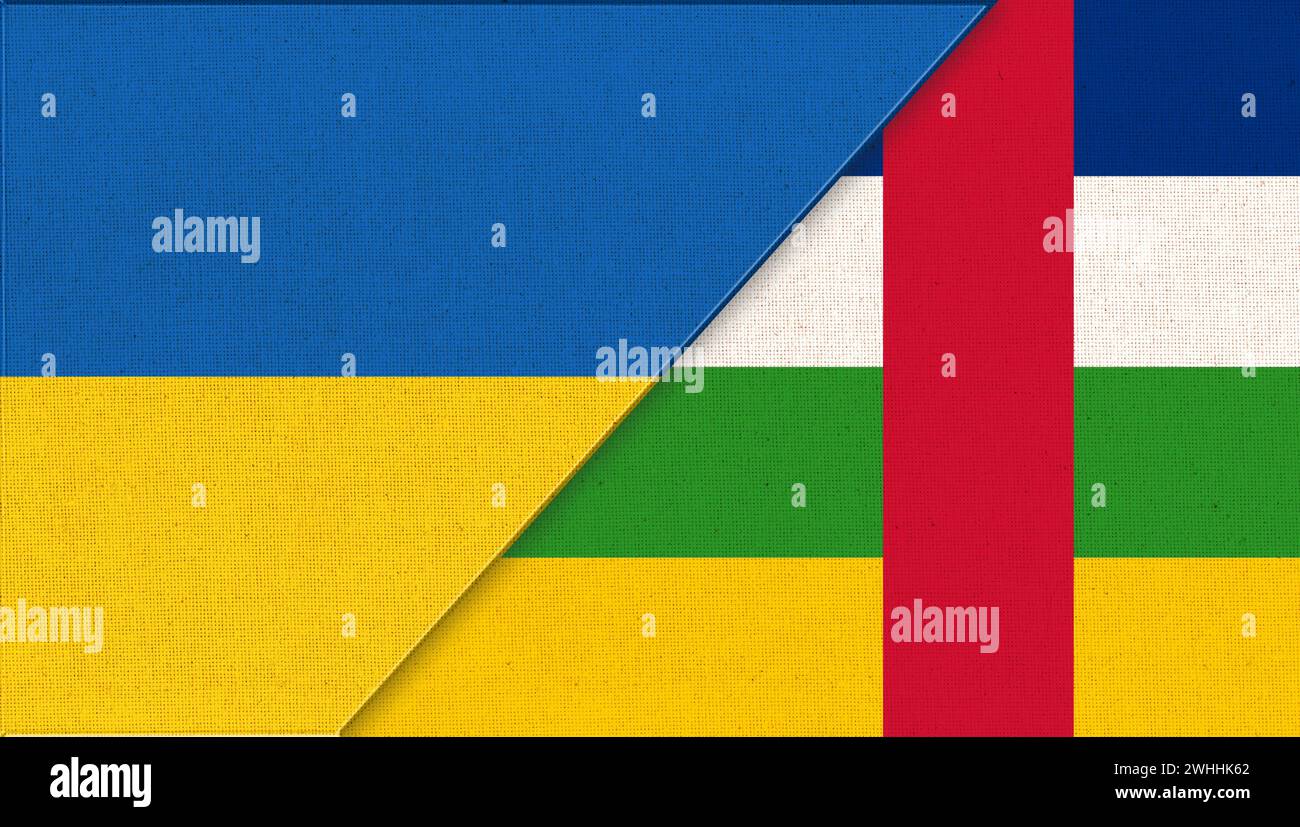 Flag of Ukraine and Central African Republic- 3D illustration. National ...