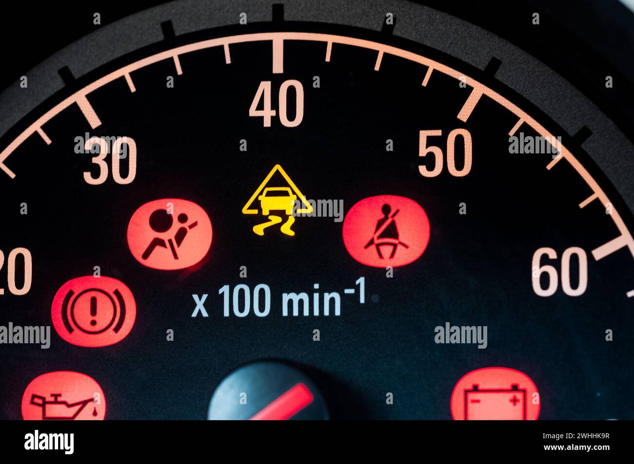 Speedometer display in car with control instrument Stock Photo - Alamy