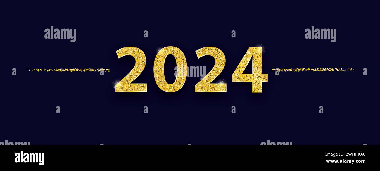 Header with the golden numbers 2024 on the dark blue background. Eps 10 ...