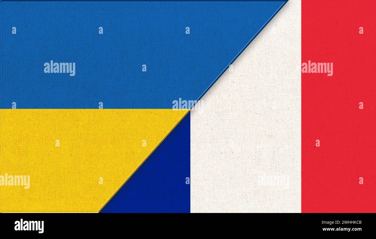 Flags of Ukraine and France. Two Flags Together. National symbols of ...
