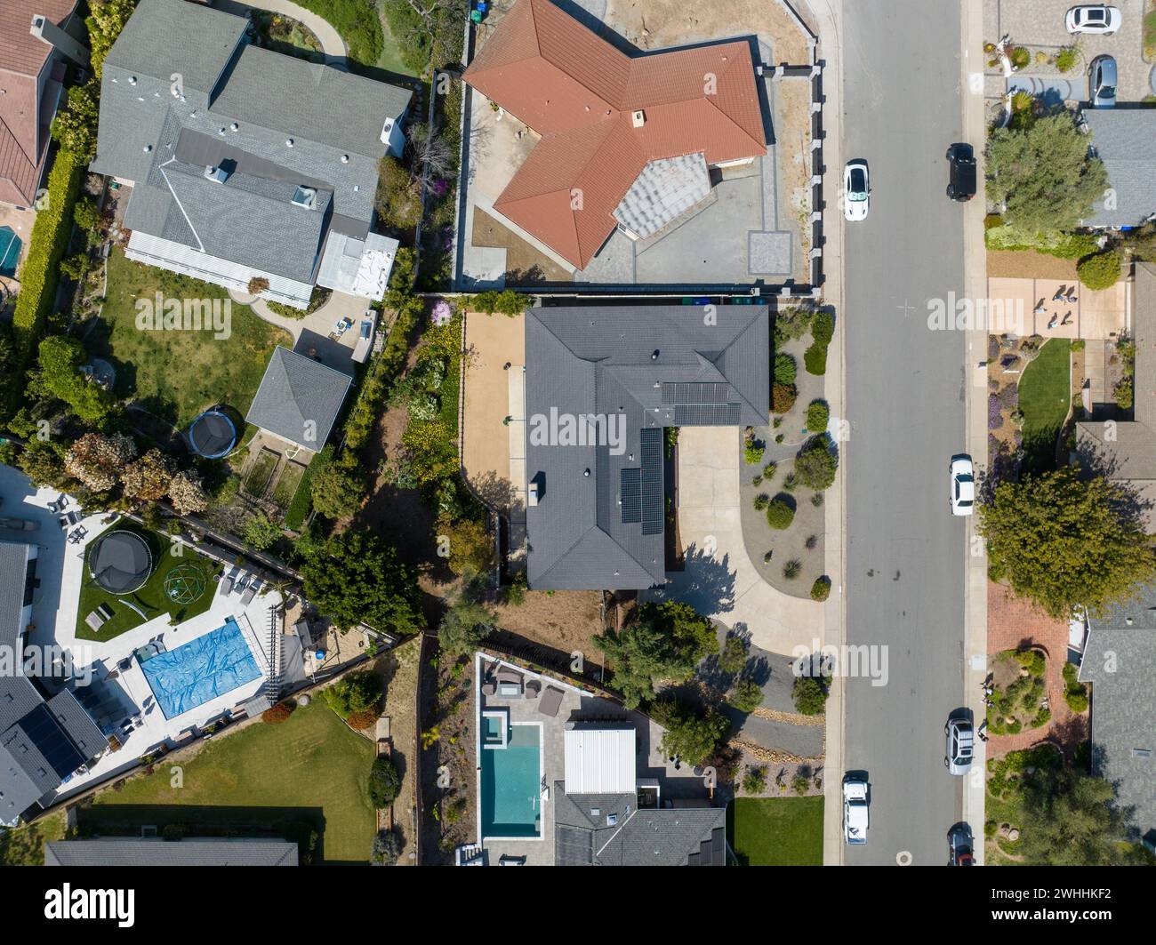 Aerial view of house in La Mesa City in San Diego, California Stock ...