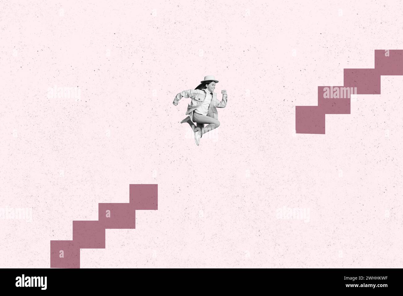 Collage 3d pinup pop retro sketch image of excited happy small lady ...