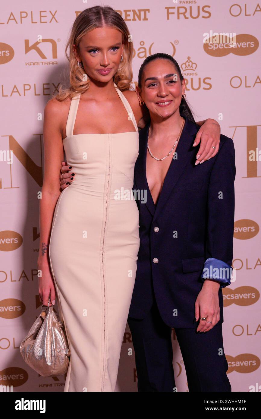 Oslo 20240209.Emma Ellingsen and Bahare Viken on the red carpet before ...