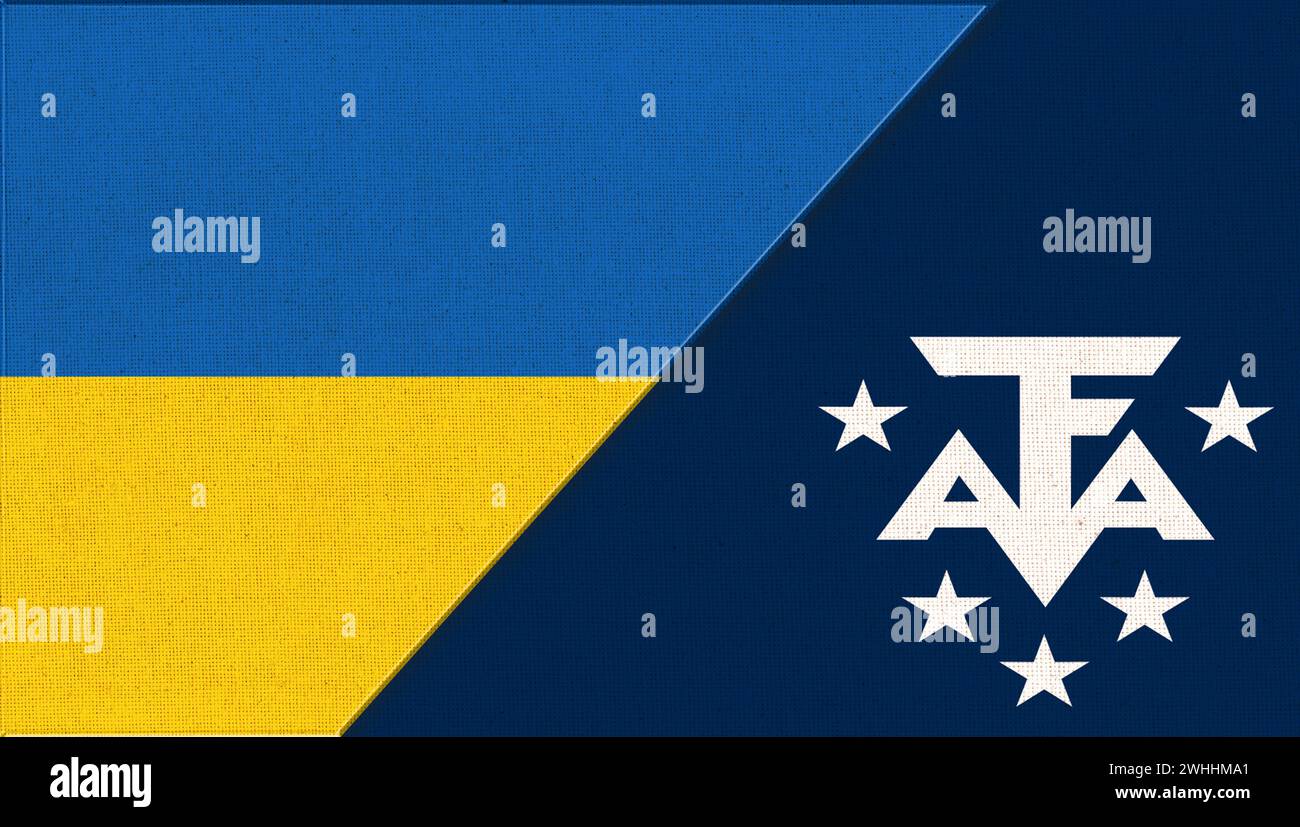 Flags of Ukraine and French Southern and Antarctic Lands. National ...