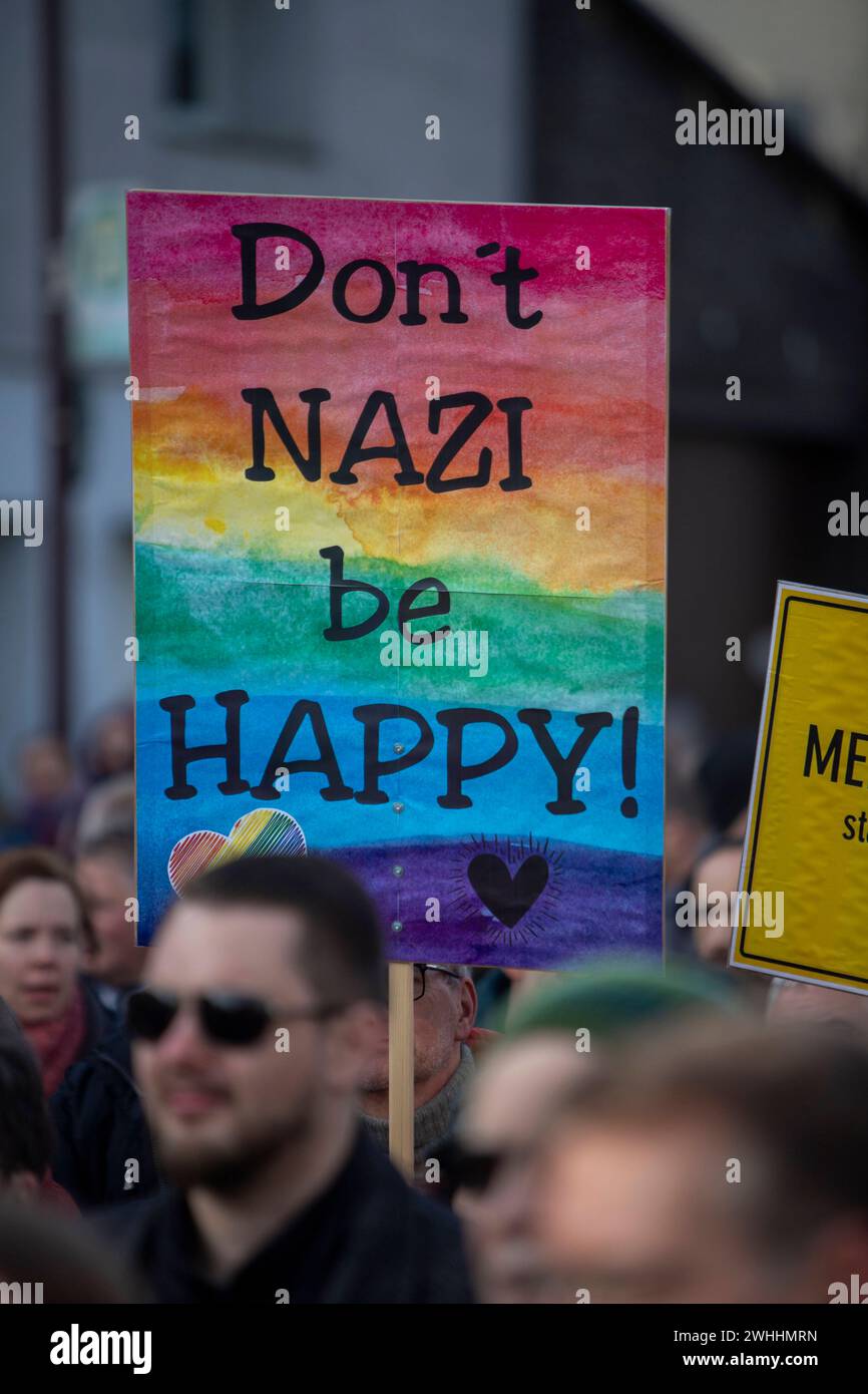 Demonstration gegen die AFD in Ennepetal. 10.02.2024, EU, DEU, Deutschland, Nordrhein-Westfalen ...