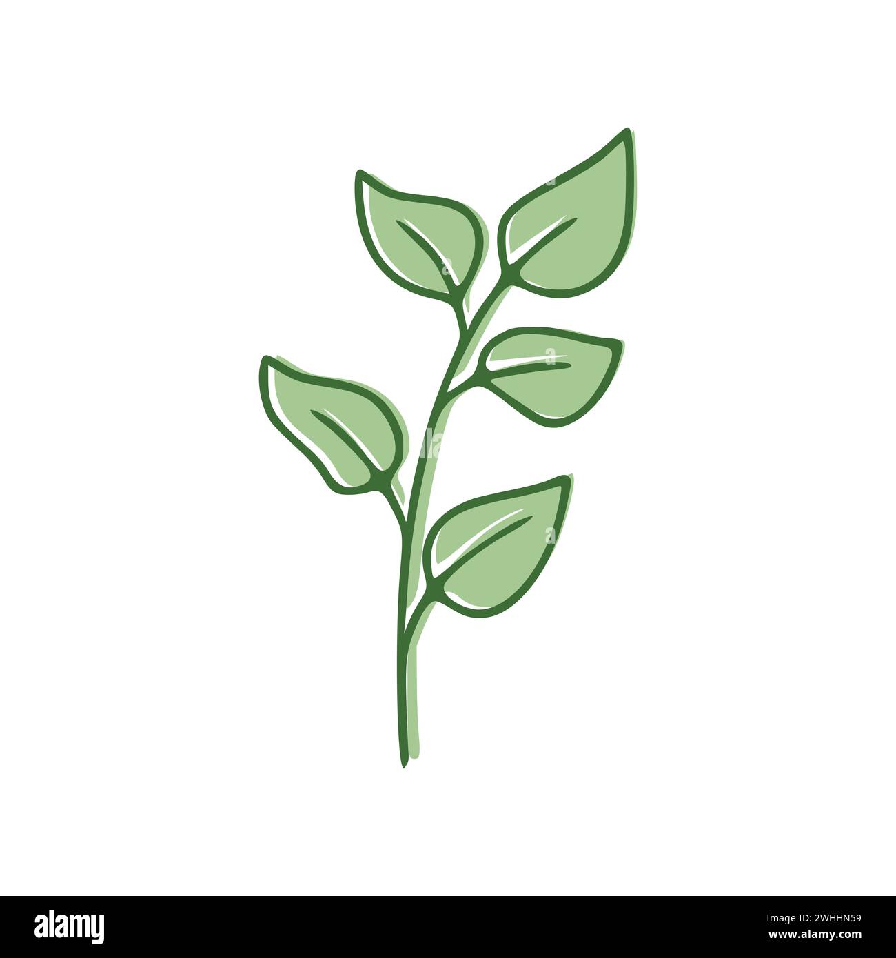 Green Leaves flat icon isolated on white background. Vector ...