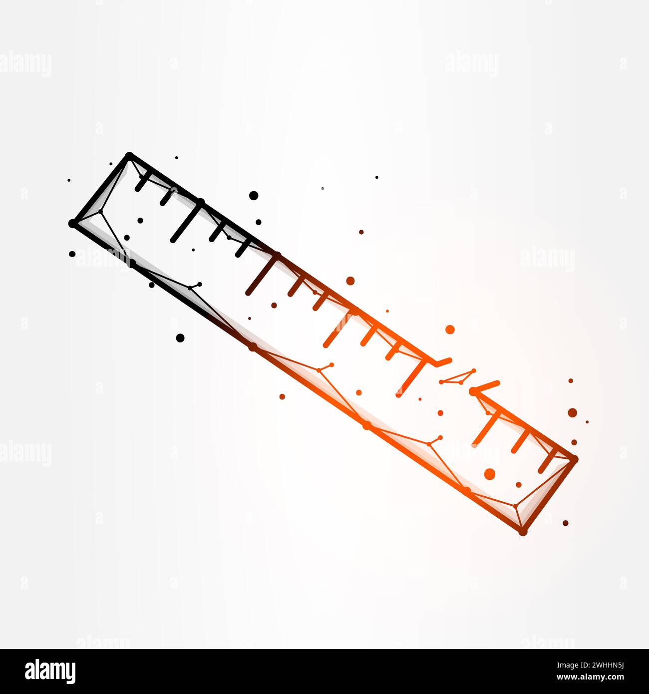 Ruler polygonal vector illustration isolated on white background Stock ...