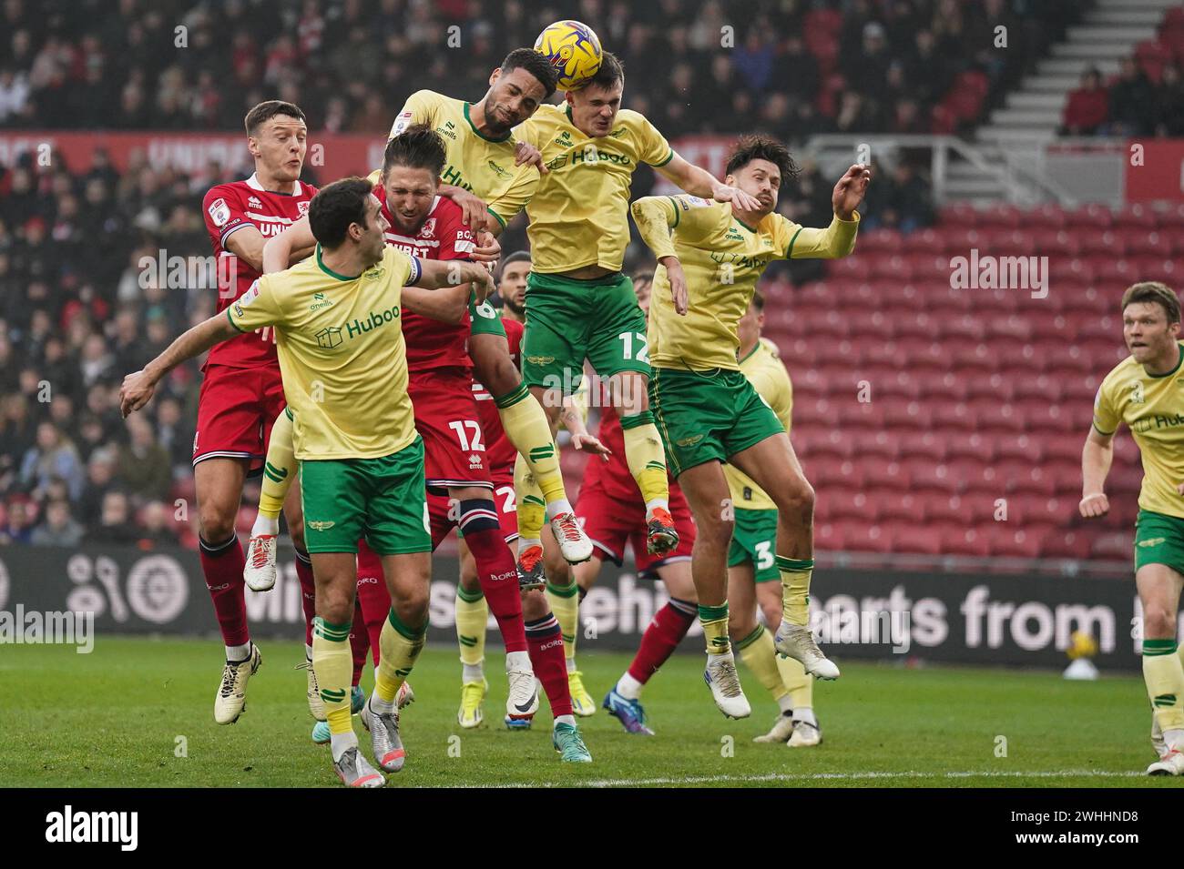 Bristol City's Zak Vyner and Bristol City's Jason Knight jump for a ...