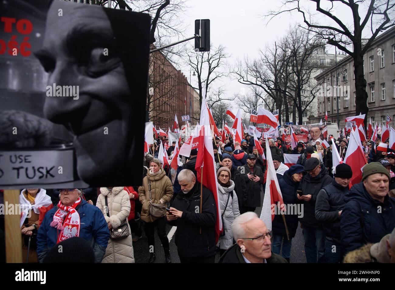 Anti-Government Protest In Warsaw. A sign depicting Poland s Prime ...