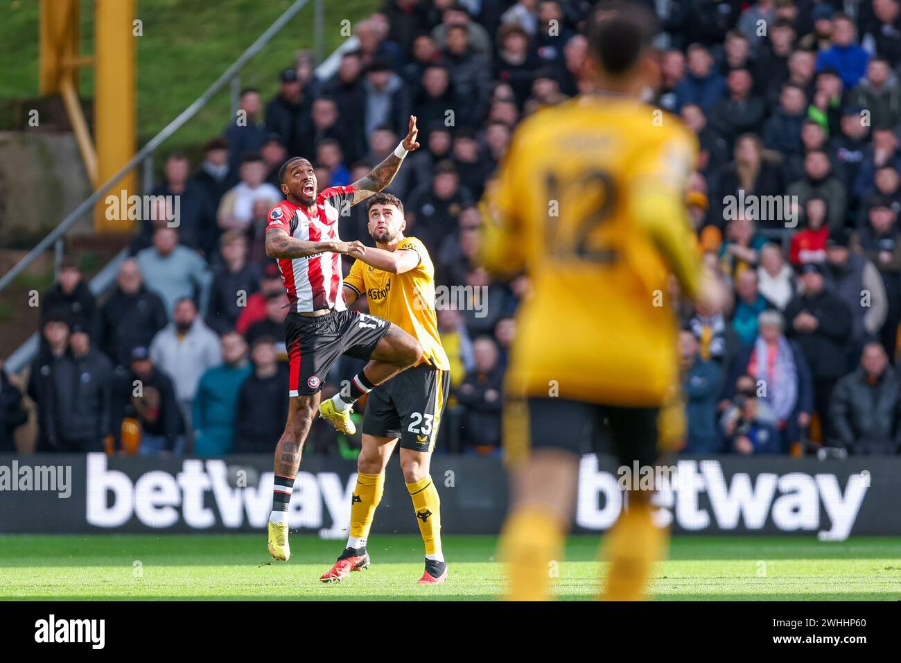 Wolverhampton, UK. 10th Feb, 2024. Brentford's Ivan Toney & Wolves ...