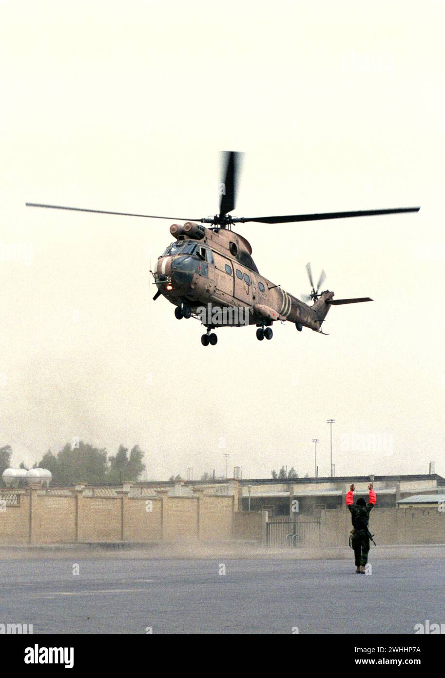 First Gulf War: 6th March 1991 An RAF helicopter arrives with British ...