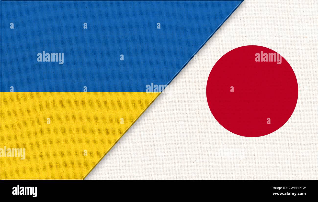 Flags of Ukraine and Japan. Two Flags Together. National symbols of ...