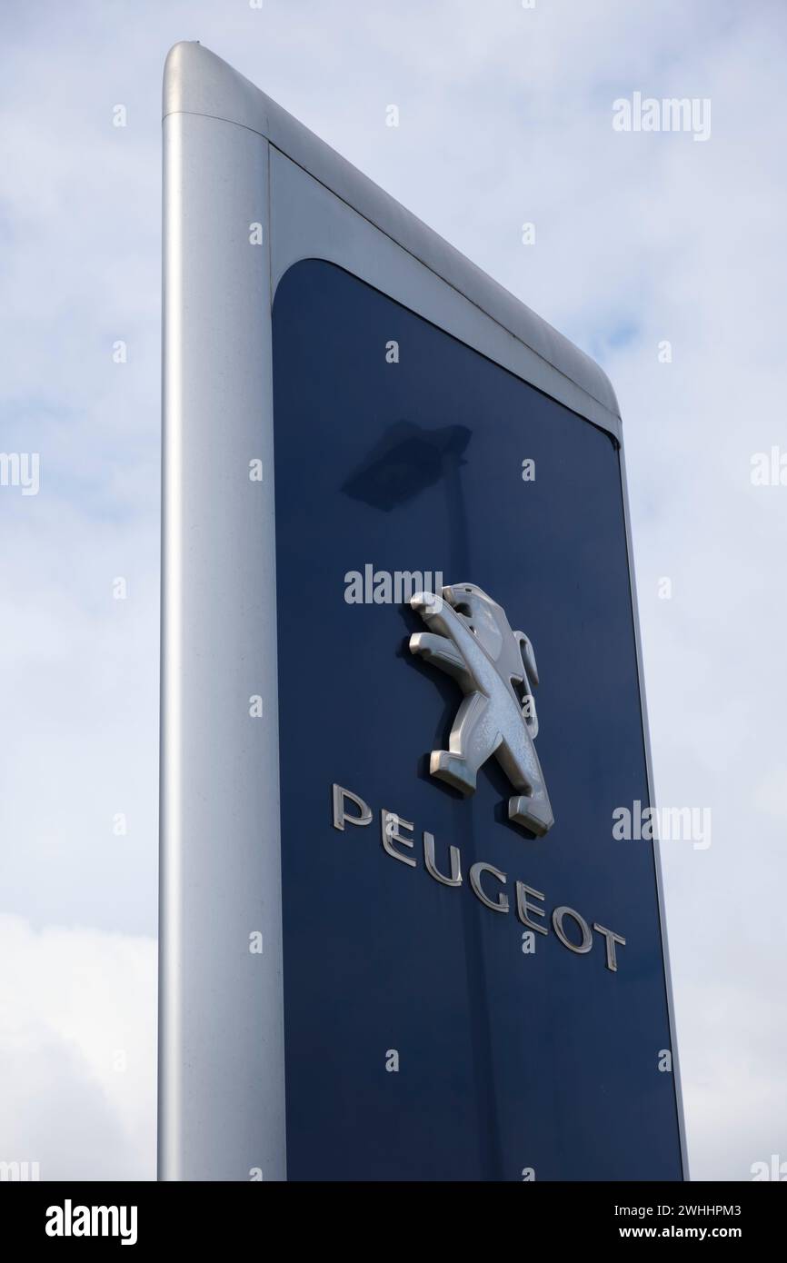 Peugeot, Sign with Logo Stock Photo - Alamy