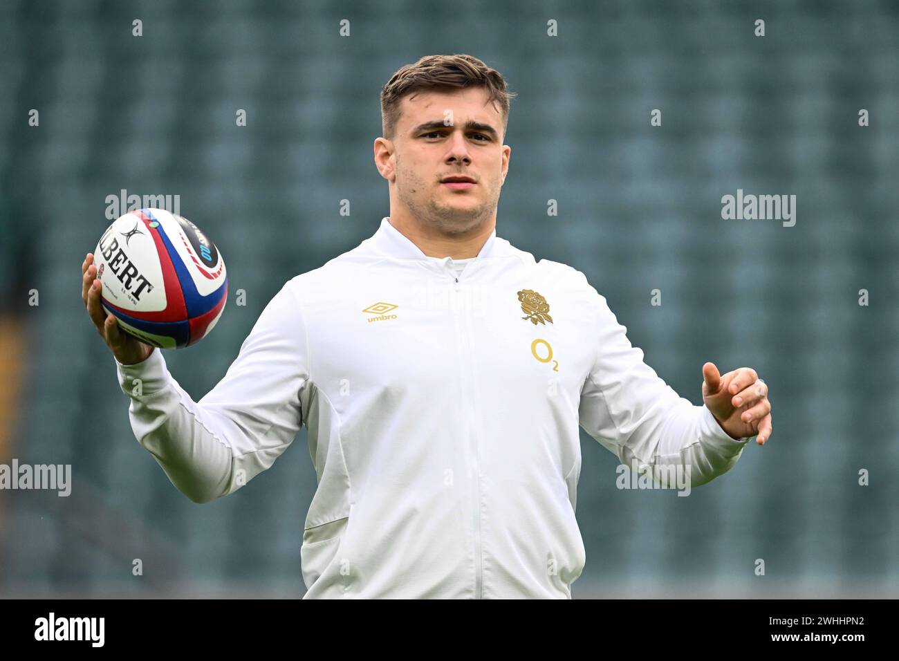 Theo Dan of England arrives ahead of the 2024 Guinness 6 Nations match ...