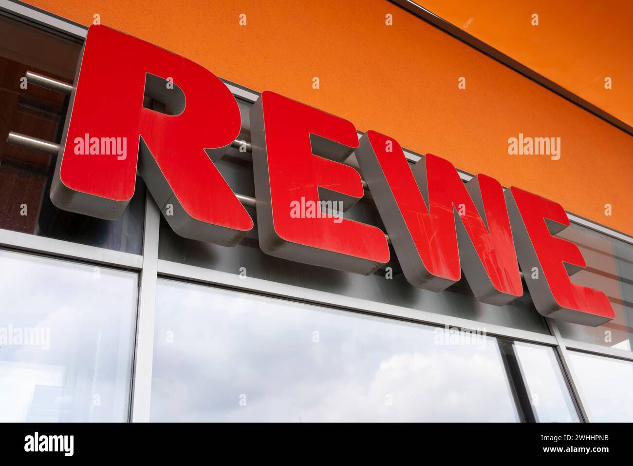 REWE, Facade with Logo Stock Photo - Alamy