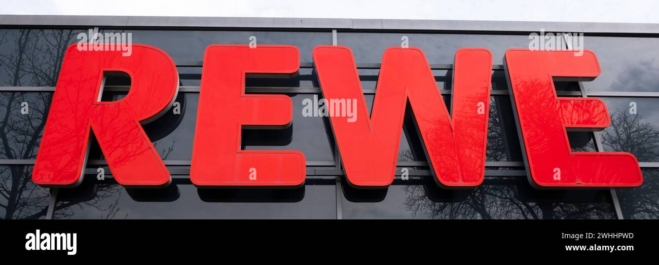 REWE, Facade with Logo Stock Photo - Alamy