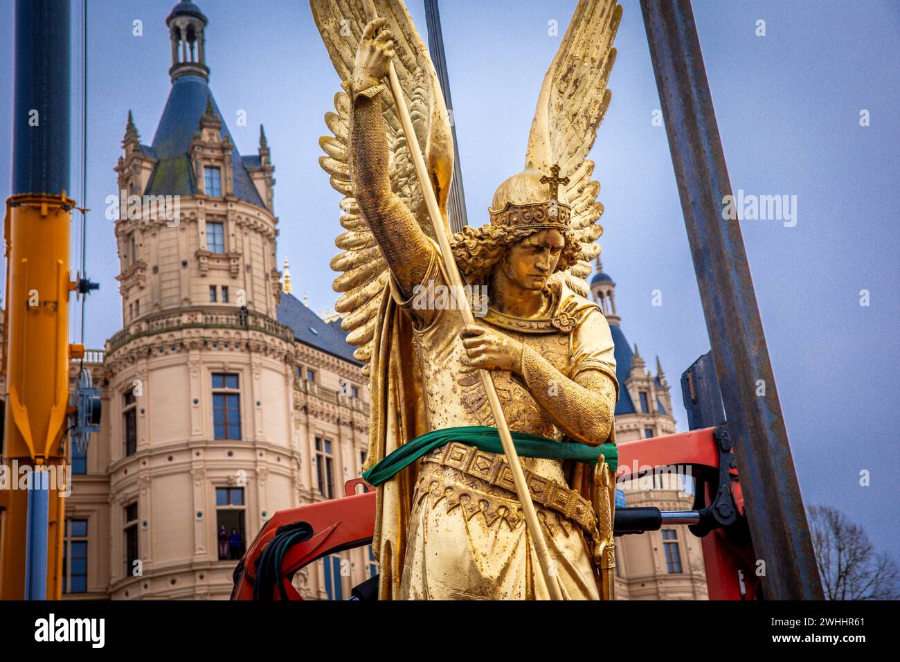 Schwerin, Germany. 08th Feb, 2024. The Archangel Michael is removed ...