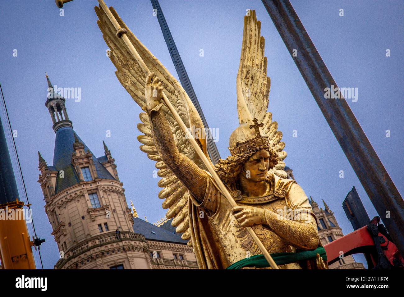 Schwerin, Germany. 08th Feb, 2024. The Archangel Michael is removed ...