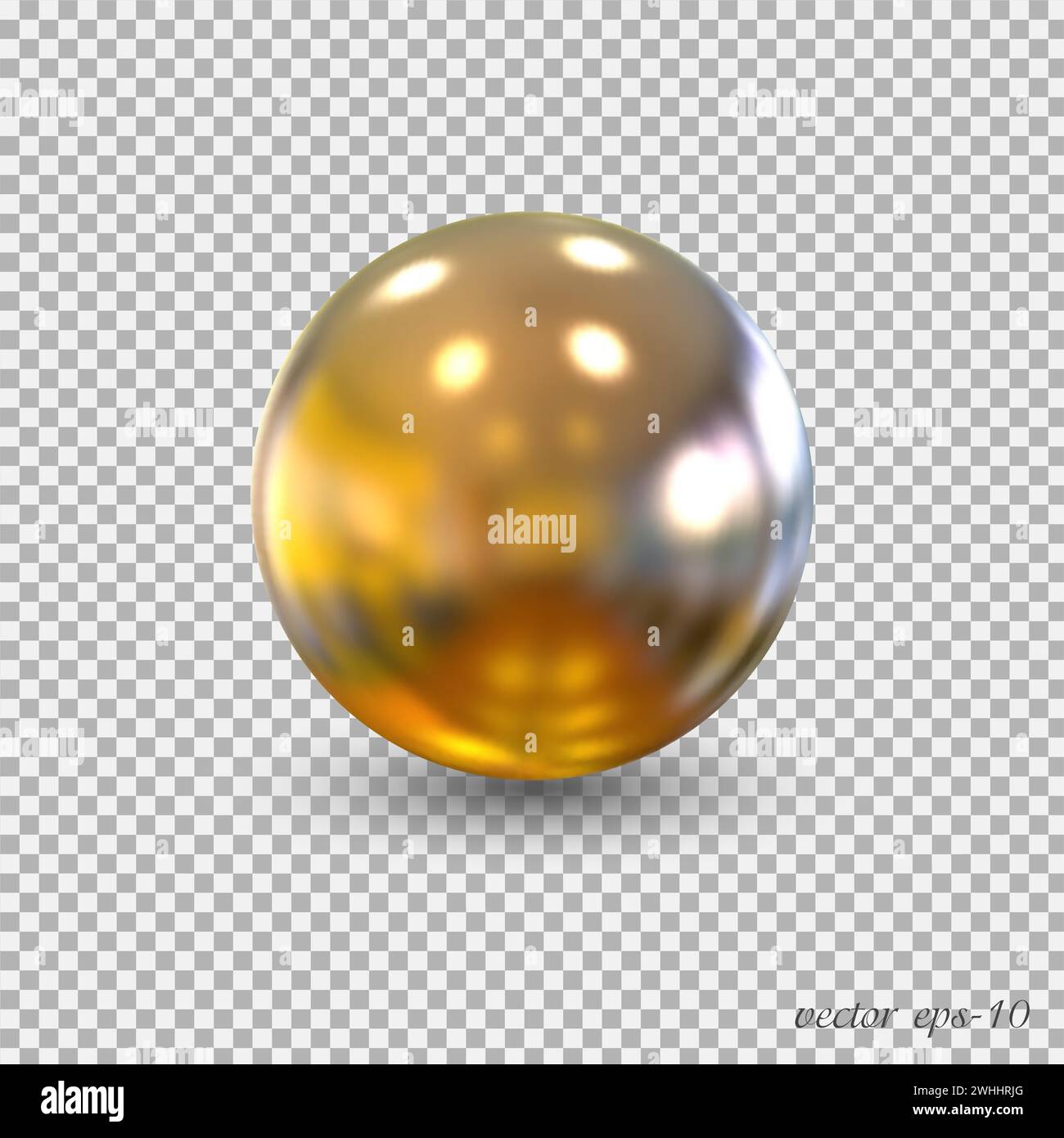 Golden ball .Realistic balloon for labels, advertising . Bubble. Metal ...