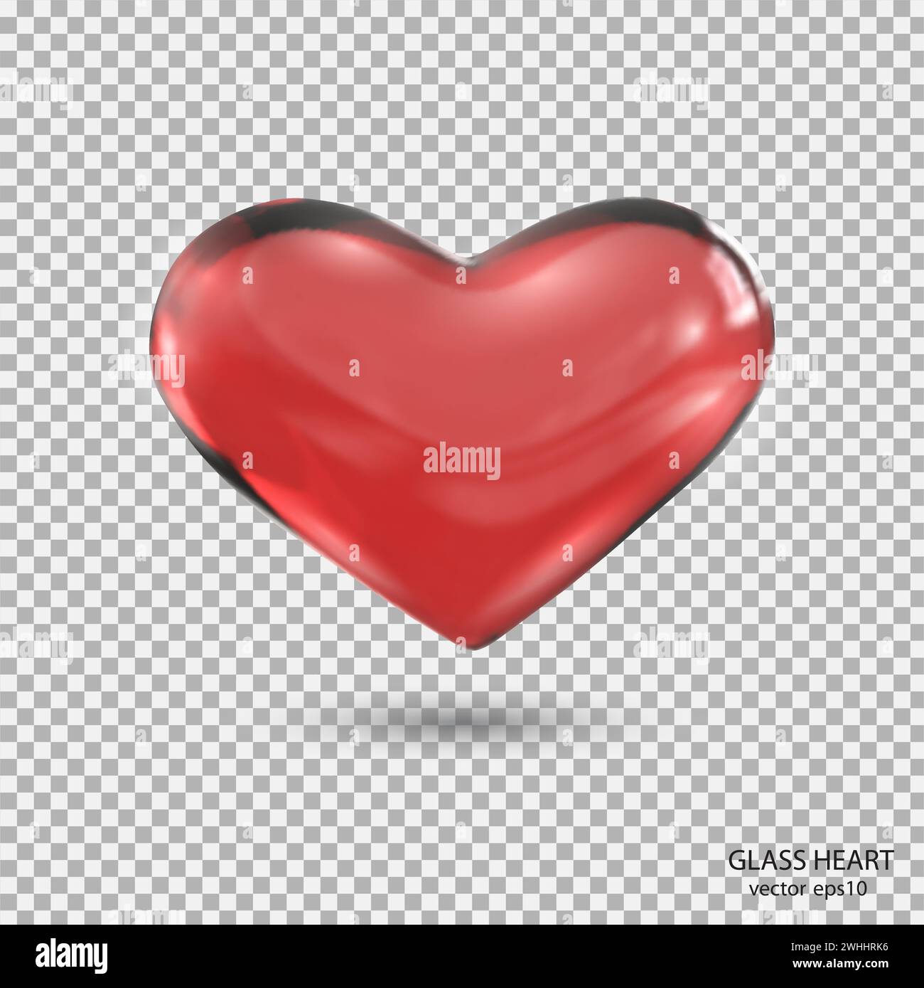 Glass heart.Realistic 3D Heart.Love red heart Stock Vector Image & Art ...