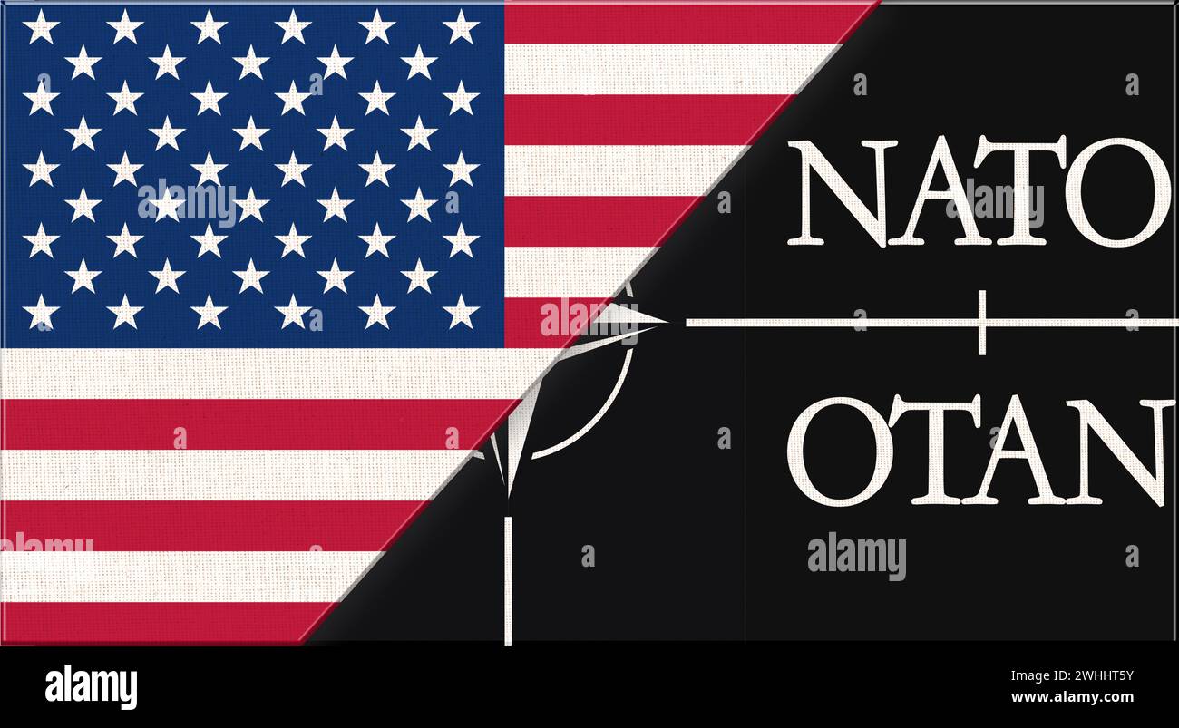 Flag of USA and NATO (North Atlantic Treaty Organization) flag ...