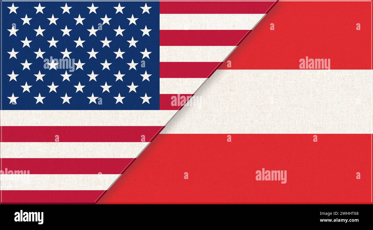 Flags of USA and Austria. American and Austrian national flags on ...